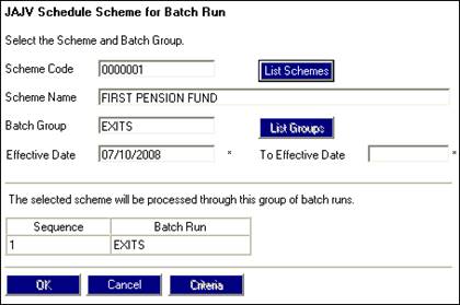 Schedule a Batch Run (Infrastructure Maintain Batch Schedule)