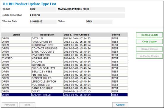 Product Update Type: Salary Table (Product Update)