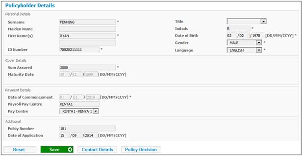 Policyholder List (Credit Life)
