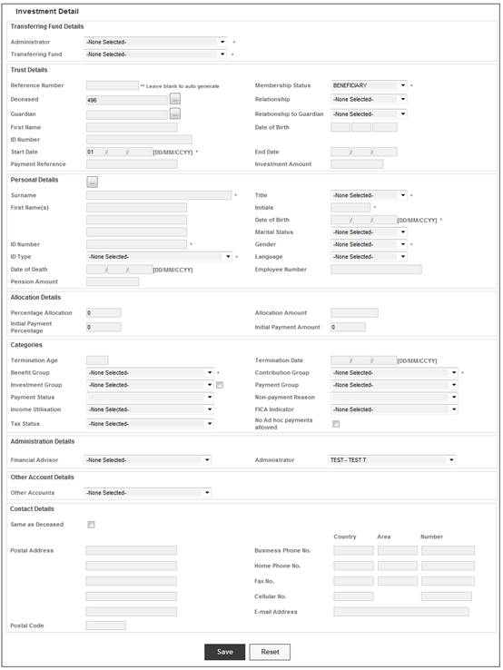 Process SR (Beneficiary Individual Investment) (My Work)