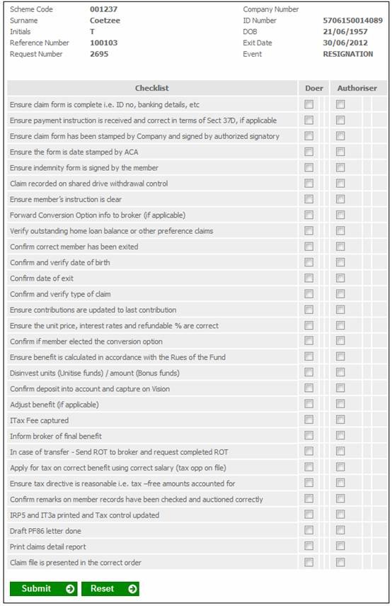 Tags for Claim Checklist